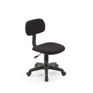 hodedah armless, low-back, adjustable height, swiveling task chair with padded back and seat in black