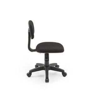 Hodedah Armless, Low-Back, Adjustable Height, Swiveling Task Chair with Padded Back and Seat in Black