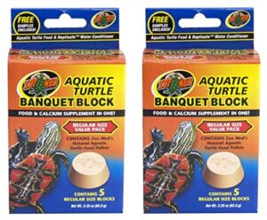 zoo med 2 pack of aquatic turtle banquet block value packs, regular size, 10 blocks total, food and calcium supplement