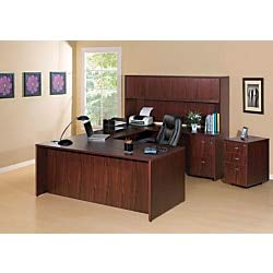 lorell desk shell, mahogany