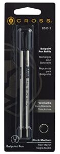 cross refills for ballpoint pens, medium, black ink, 2/pack (85132), model:8513-2