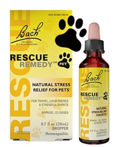 bach rescue remedy pet dropper 20ml, natural stress relief, calming for dogs, cats, & other pets, homeopathic flower essence, thunder, fireworks & travel, separation, sedative-free