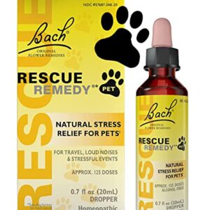 Bach RESCUE REMEDY PET Dropper 20mL, Natural Stress Relief, Calming for Dogs, Cats, & Other Pets, Homeopathic Flower Essence, Thunder, Fireworks & Travel, Separation, Sedative-Free