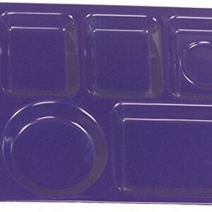 Carlisle FoodService Products Left-Hand Heavyweight 6-Compartment Melamine Tray 10" x 14" - Dark Blue