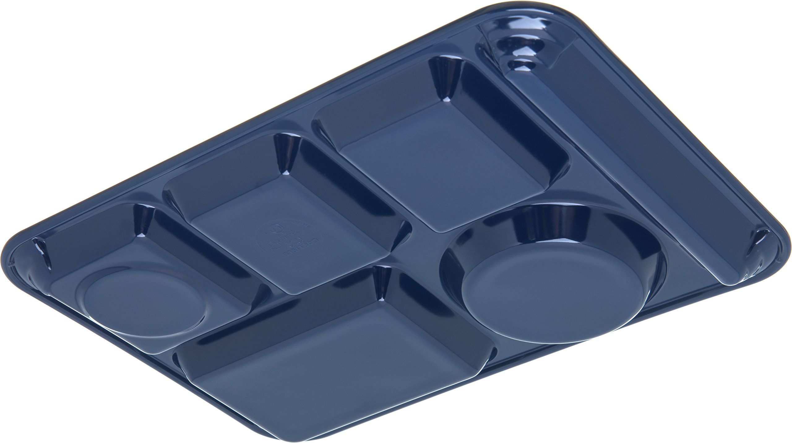 Carlisle FoodService Products Left-Hand Heavyweight 6-Compartment Melamine Tray 10" x 14" - Dark Blue