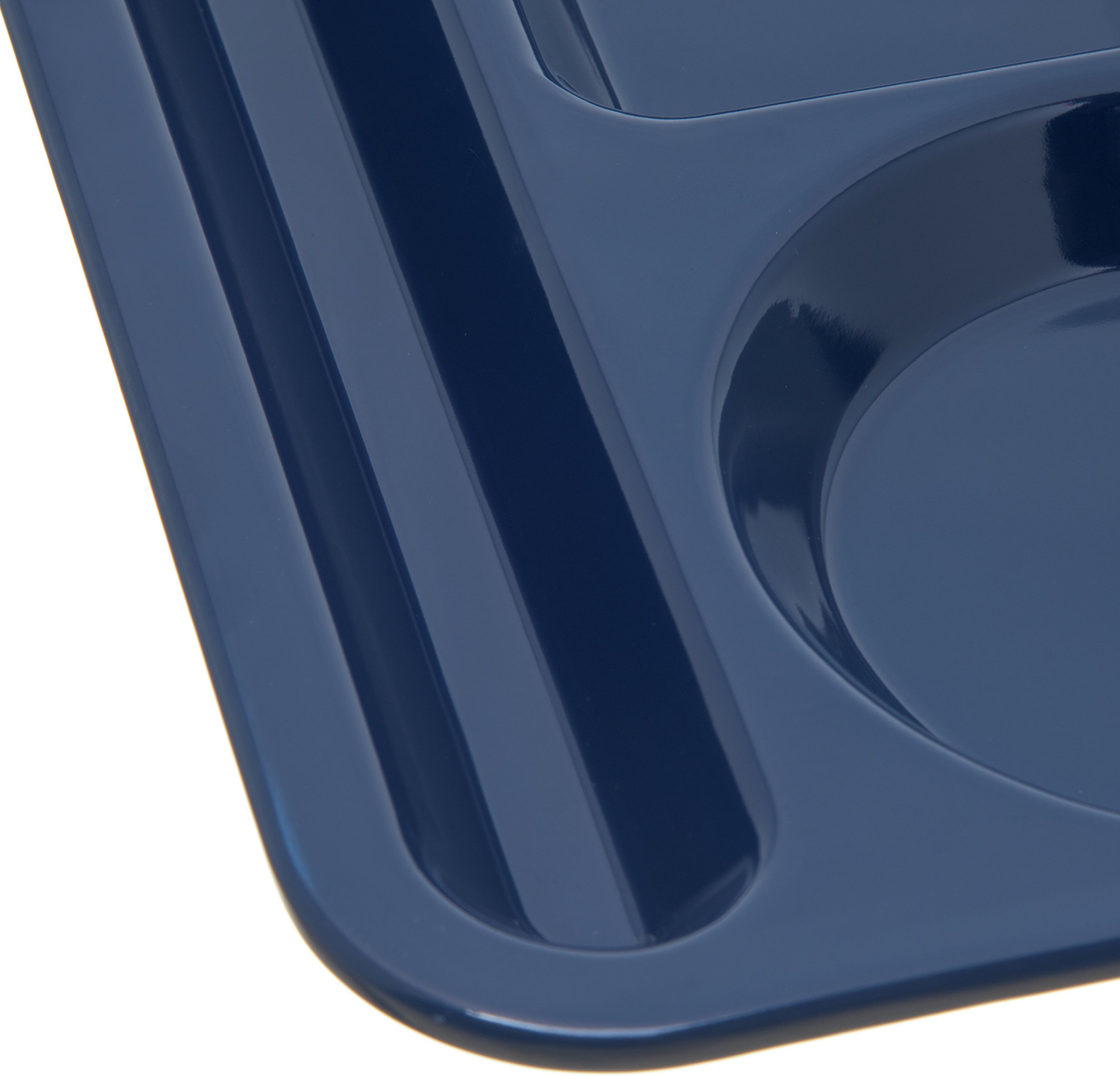 Carlisle FoodService Products Left-Hand Heavyweight 6-Compartment Melamine Tray 10" x 14" - Dark Blue