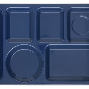 Carlisle FoodService Products Left-Hand Heavyweight 6-Compartment Melamine Tray 10" x 14" - Dark Blue