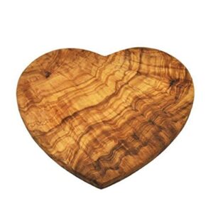 naturally med olive wood heart shaped board