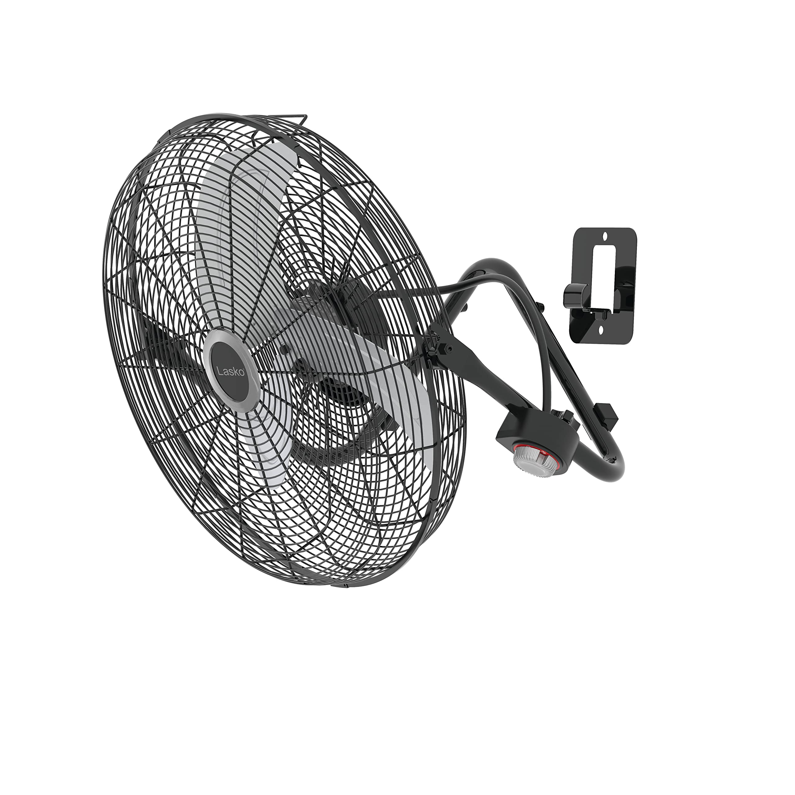 Lasko High Velocity Floor Fan with Wall mount Option, 3 Powerful Speeds, Pivoting Fan Head for Home, Garage, Attic, 20", Black, 2264QM