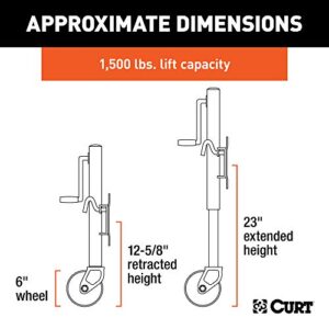 CURT 28155 Marine Boat Trailer Jack with 6-Inch Wheels, 1,500 lbs. 10-3/8 Inches Vertical Travel