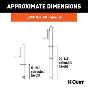 CURT 28204 A-Frame Trailer Jack, 2,000 lbs, 15 Inches Vertical Travel , Black