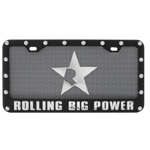 RBP RBP-121 Black License Frame and Plate Combo with Mesh and Star Logo