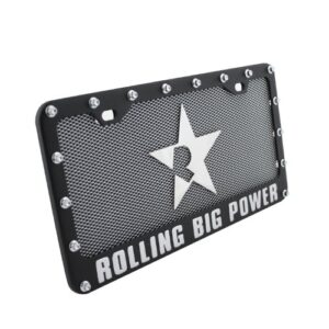 RBP RBP-121 Black License Frame and Plate Combo with Mesh and Star Logo