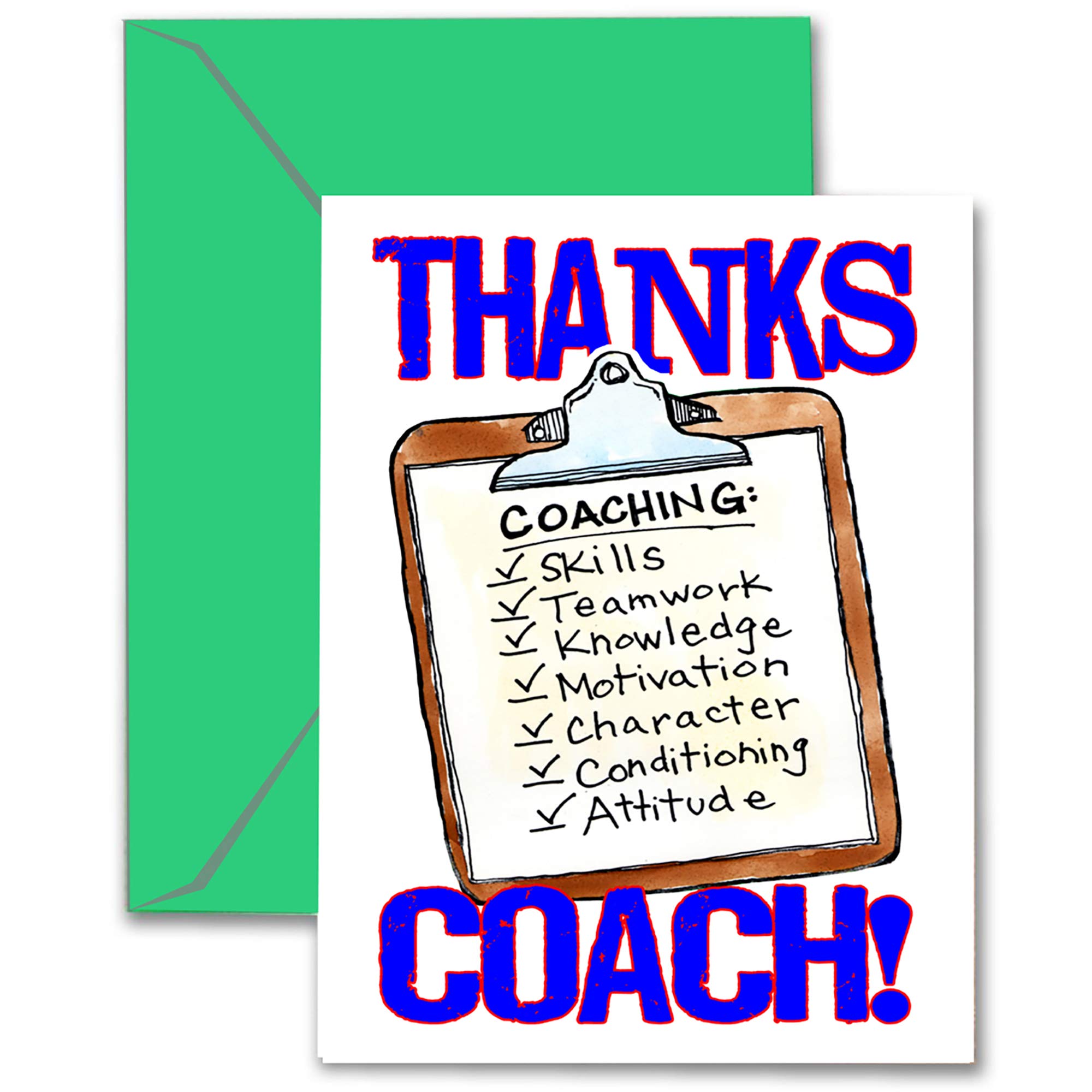 Play Strong 3-Pack Thanks Coach You're the Best Clipboard 3-Pack (5x7) Greeting Cards Perfect for Sports Seasons Team Banquet Party Thank You Coach Appreciation Gifts - Your Coaches Will Love 'Em!