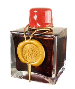 j. herbin 1670 anniversary inks - gold sheen 50 ml bottled - rouge hematite (dark red ink)