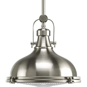 fresnel lens collection 1-light fresnel glass coastal pendant light brushed nickel