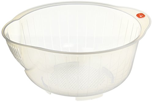 Inomata Japanese Rice Washing Bowl with Strainer, 2.5-Quart Capacity