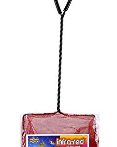 PENN-PLAX Infra-Red Quick-Net Aquarium Fish Net – Red Color for Invisibility – Durable, Strong, and Safe – 6” x 5” Net – 10” Handle