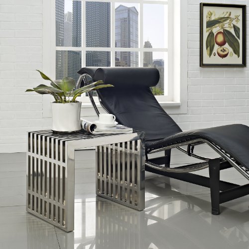 Modway Gridiron Contemporary Modern Small Stainless Steel Bench, 19.5"