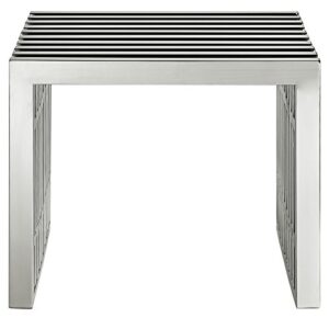 Modway Gridiron Contemporary Modern Small Stainless Steel Bench, 19.5"