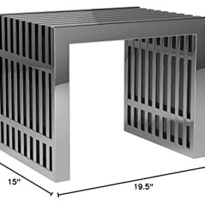 Modway Gridiron Contemporary Modern Small Stainless Steel Bench, 19.5"