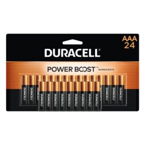 duracell coppertop aaa batteries with power boost ingredients, 24 count pack triple a battery with long-lasting power, alkaline aaa battery for household and office devices