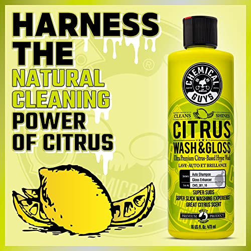 Chemical Guys CWS_301 Citrus Wash & Gloss Foaming Car Wash Soap (Works with Foam Cannons/ Guns or Bucket Washes) Safe for Cars, Trucks, Motorcycles, RVs & More, 128 fl oz (1 Gallon) Citrus Scent