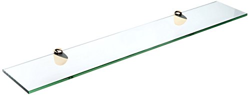 Spancraft Glass Peacock Glass Shelf, Brass, 8 x 24