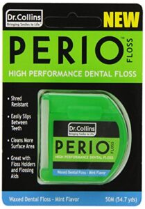 dr. collins perio floss, mint waxed, 50 meter package