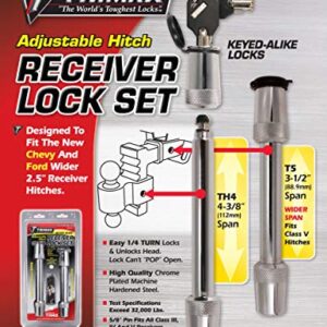 Trimax TH4 5/8" x 4-3/8" Diameter Premium Keyed Receiver Lock, Silver