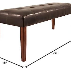 Signature Desig by Ashley Lacey Tufted Upholstered Dining Room Bench, Medium Brown