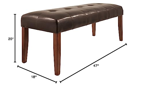 Signature Desig by Ashley Lacey Tufted Upholstered Dining Room Bench, Medium Brown