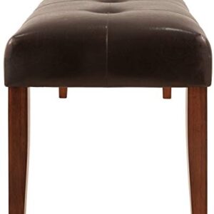 Signature Desig by Ashley Lacey Tufted Upholstered Dining Room Bench, Medium Brown