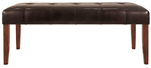 Signature Desig by Ashley Lacey Tufted Upholstered Dining Room Bench, Medium Brown