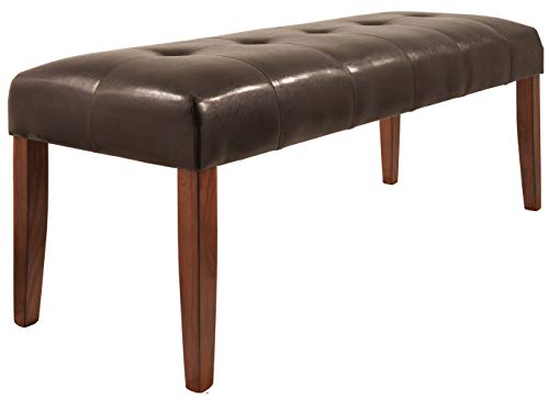 Signature Desig by Ashley Lacey Tufted Upholstered Dining Room Bench, Medium Brown