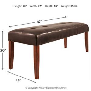 Signature Desig by Ashley Lacey Tufted Upholstered Dining Room Bench, Medium Brown