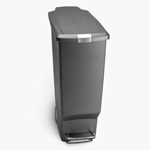 simplehuman 40 liter / 10.6 gallon slim kitchen step trash can, grey