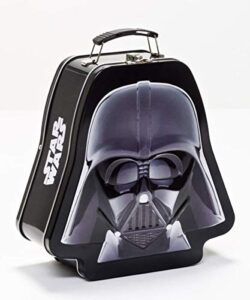 vandor 52348 star wars darth vader shaped tin tote with embossing, black/white