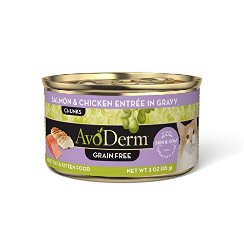 AvoDerm Natural Grain Free Salmon & Chicken Entrée in Gravy Wet Cat Food 3 oz (Pack of 24)