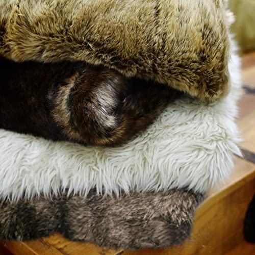 HiEnd Accents Faux Wolf Fur Throw, 50x60 inch, Soft Cozy Fluffy Fuzzy Warm Luxury Blanket, Cabin Lodge Rustic Style