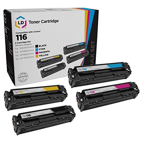 LD Products Remanufactured Toner Cartridge Replacement for Canon 116 (Black, Cyan, Magenta, Yellow, 4-Pack)