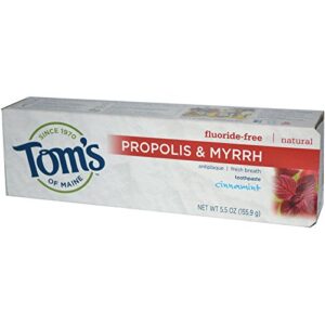 Tom's of Maine Antiplaque Fluoride-free Cinnamint Toothpaste with Propolis and Myrrh, 5.5-Ounce (Pack of 2)