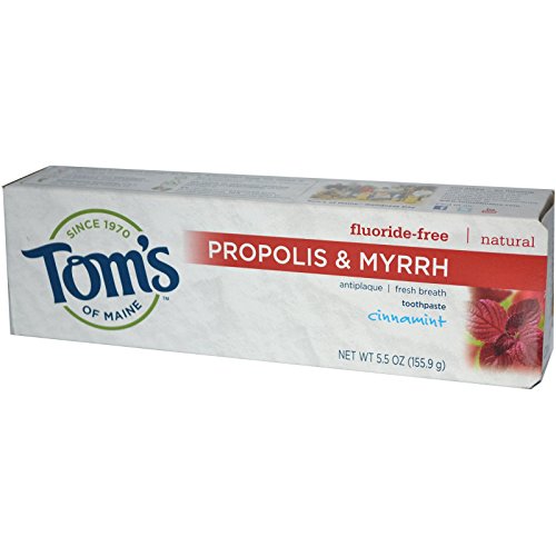 Tom's of Maine Antiplaque Fluoride-free Cinnamint Toothpaste with Propolis and Myrrh, 5.5-Ounce (Pack of 2)