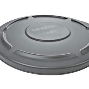 Rubbermaid Commercial 263100GY Round Flat Top Lid, for 32-Gallon Round Brute Containers, 22 1/4", Dia, Gray