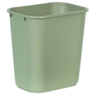 rubbermaid commercial 2956 lldpe 28-1/8 quart deskside medium trash can, rectangular, 10-1/4" width x 14-3/8" depth x 15" height, beige