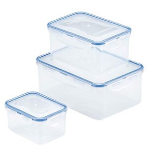 locknlock easy essentials food storage lids/airtight containers, bpa free, 6-piece, clear