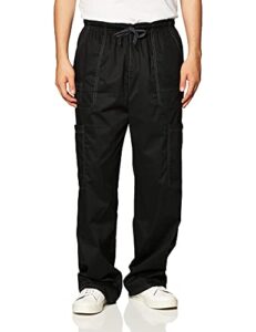 dickies men's genflex utility drawstring cargo scrubs pant, black, large