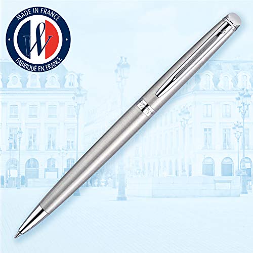 Waterman Hémisphère Ballpoint Pen, Stainless Steel with Chrome Trim, Medium Point, Blue Ink, Gift Box