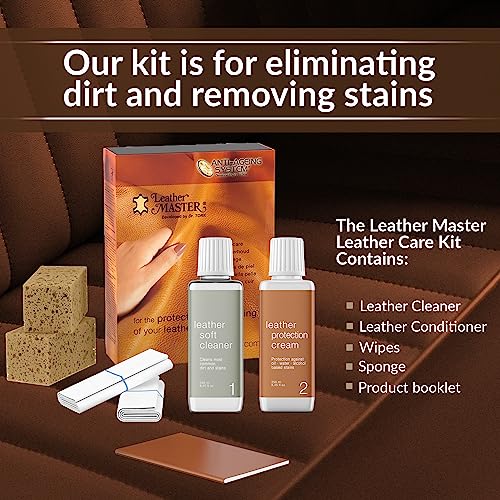 Leather Master 250ML LEATHER CARE KIT - Cleaning Kit Contains The Cleaner, Conditioner, Sponge, And Products For All Leather Car Interior And Furniture Detailing