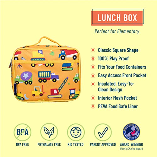 Wildkin Kids Insulated Lunch Box Bag for Boys & Girls, Reusable Kids Lunch Box is Perfect for Early Elementary Daycare School Travel, Ideal for Hot or Cold Snacks & Bento Boxes (Under Construction)